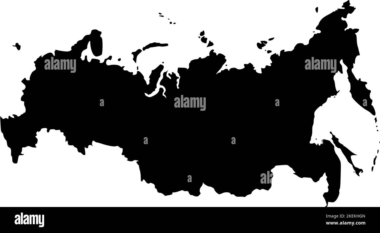 Map of Russia filled with black color Stock Photo - Alamy