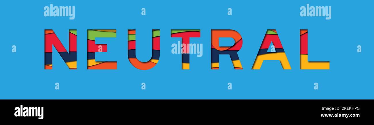 Letter with papercut style in word neutral on blue background Stock ...