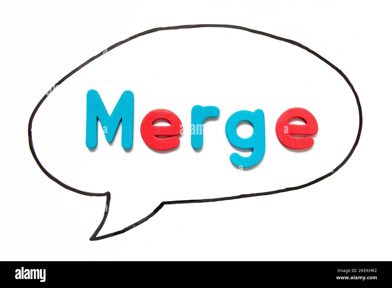 Alphabet letter with word merge in black line hand drawing as bubble ...