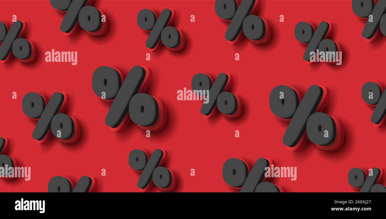 Business background with rounded 3d black percent symbols on red volume ...