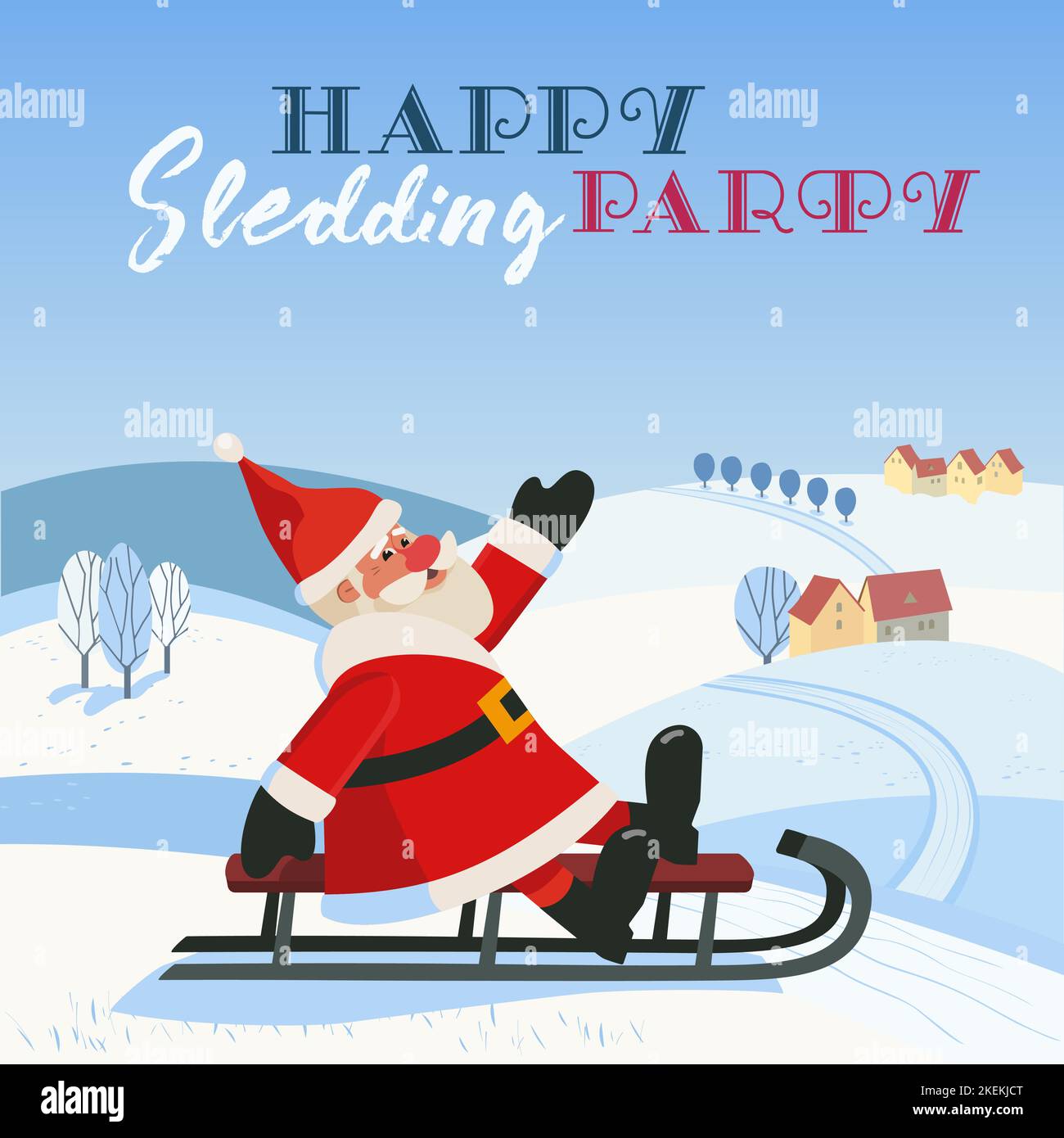 Happy sledding party invitation vector poster Stock Vector Image & Art ...