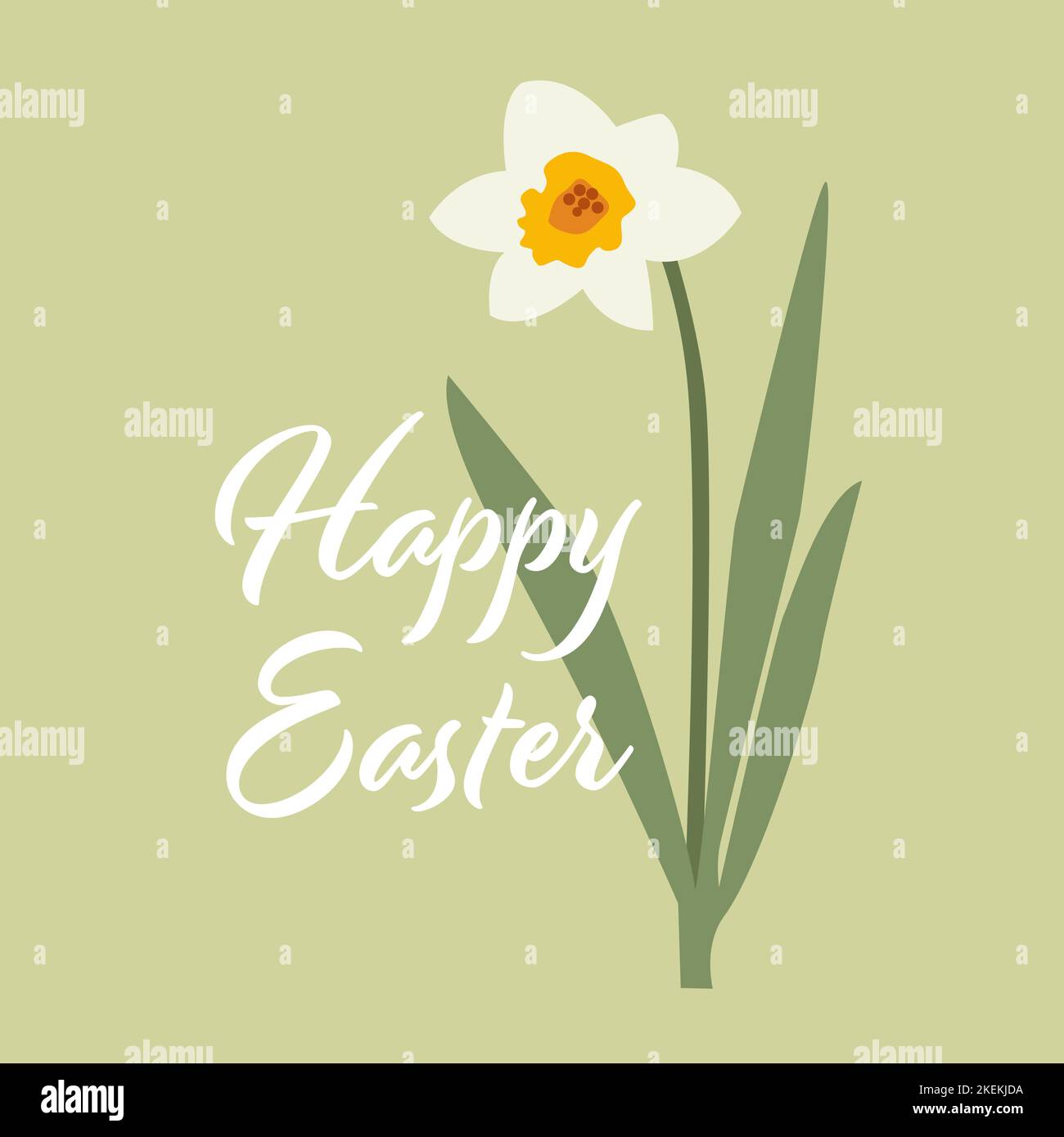 Happy Easter greeting with daffodil flower Stock Vector Image & Art - Alamy