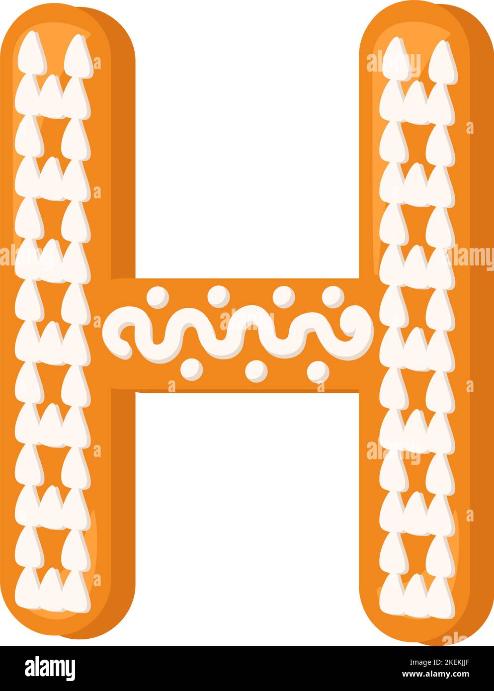 Letter H made from glazed gingerbread. Festive font, symbol of Happy ...