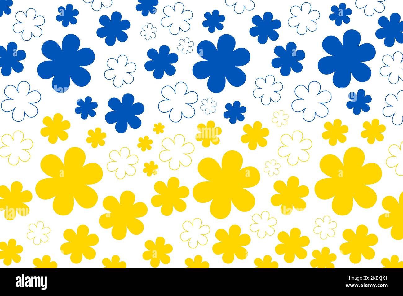 Flag of Ukraine of blue and yellow cute flowers. Stand with Ukraine ...