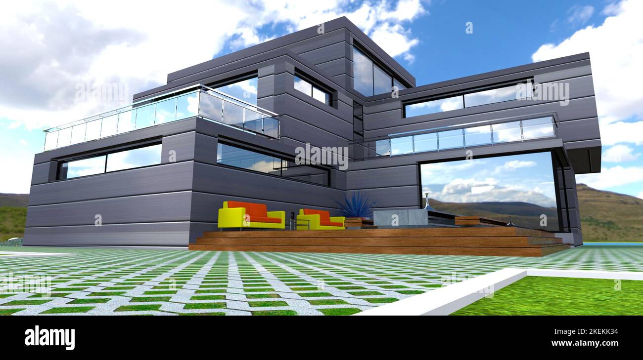 Exclusive design of a futuristic home with a comfortable seating area ...