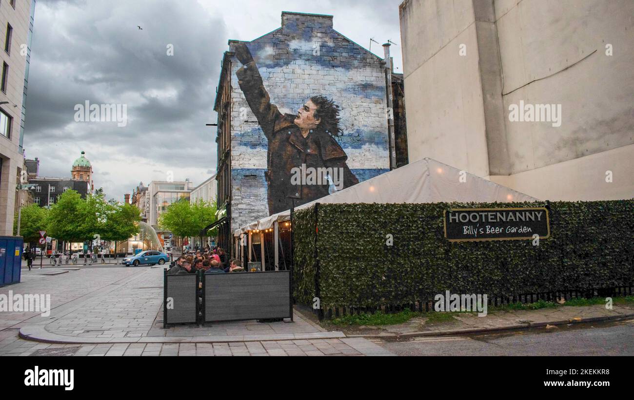 Mural in Dixton St painted on the wall of the Hootenanny, a traditional ...