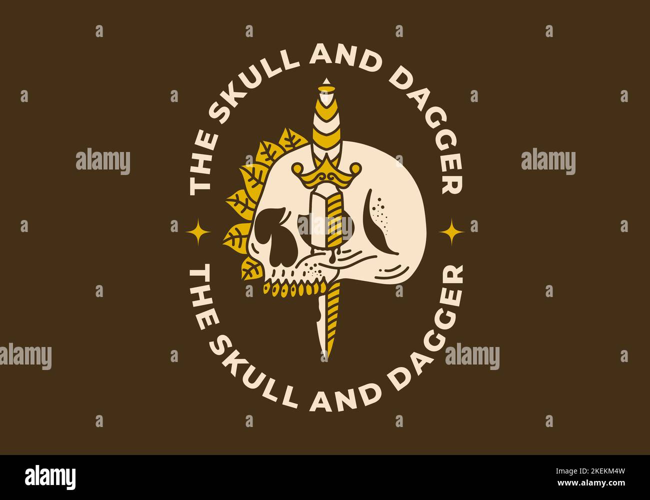 Vintage art illustration design of the skull and the dagger Stock ...