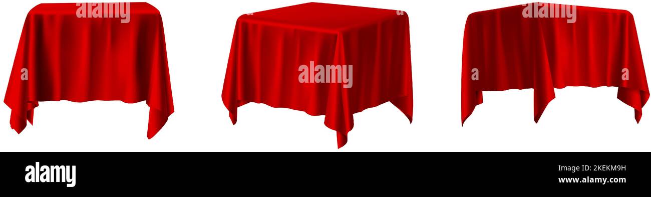 3d realistic vector icon illustration. Red tablecloth in side, front ...