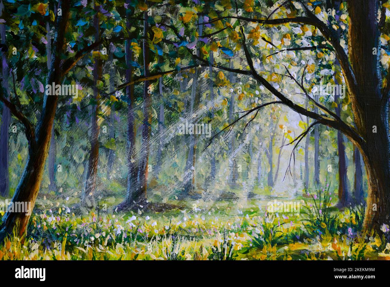 Concept art illustration of sunny scenery in dreamy colors showing a ...