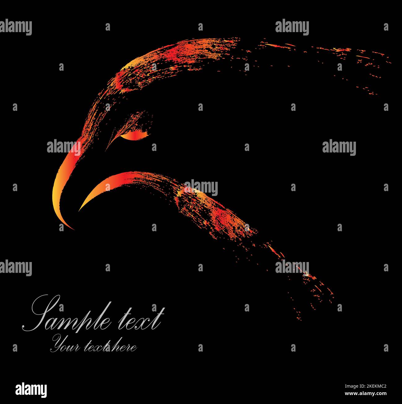 Vector image of eagle head on black background. Easy editable layered ...