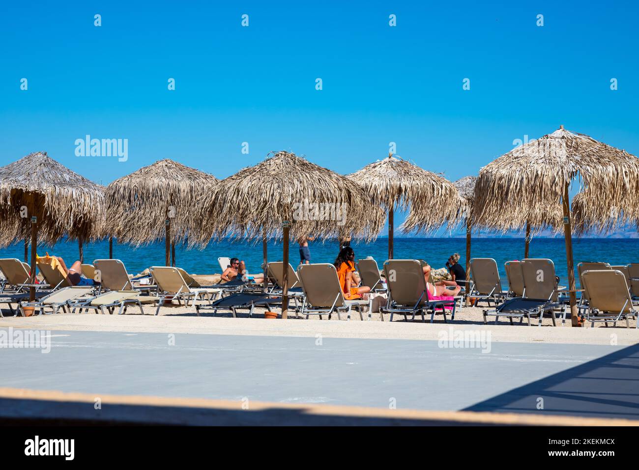 Moraitika, Greece - 09 22 2022: View on Ionian Sea and Corfu Beach ...