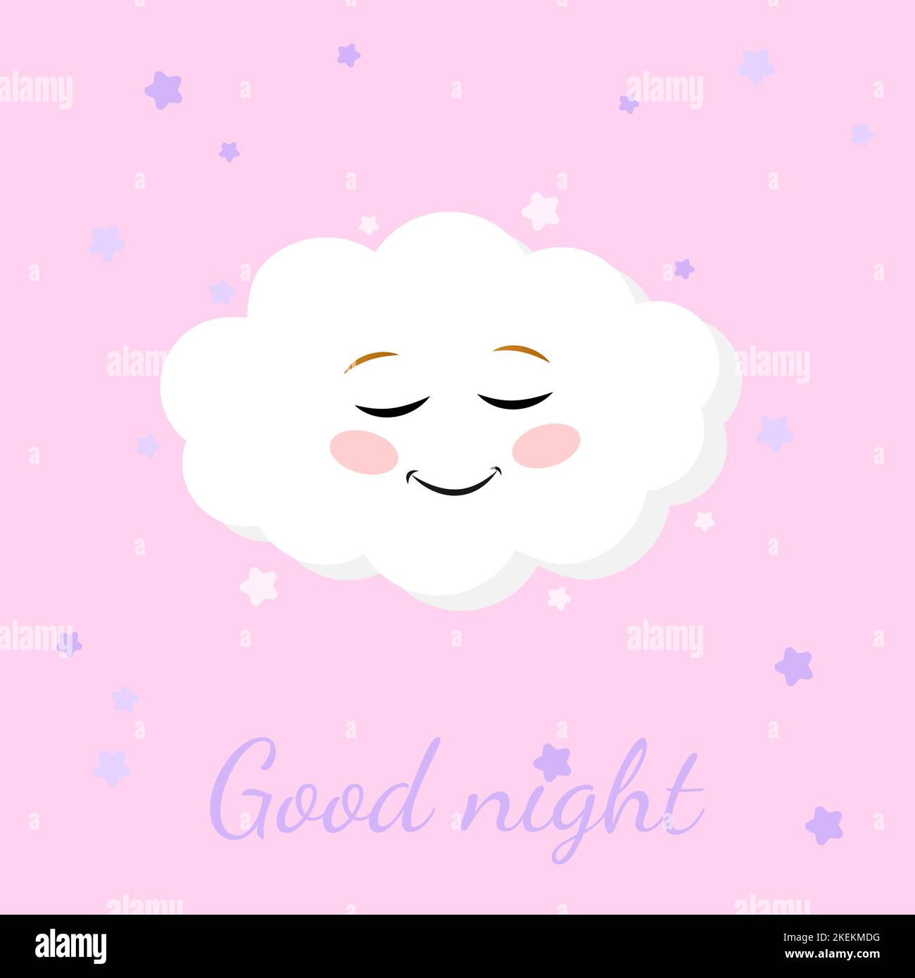 Vector illustration of cute sleeping cloud. Cute cloud vector ...