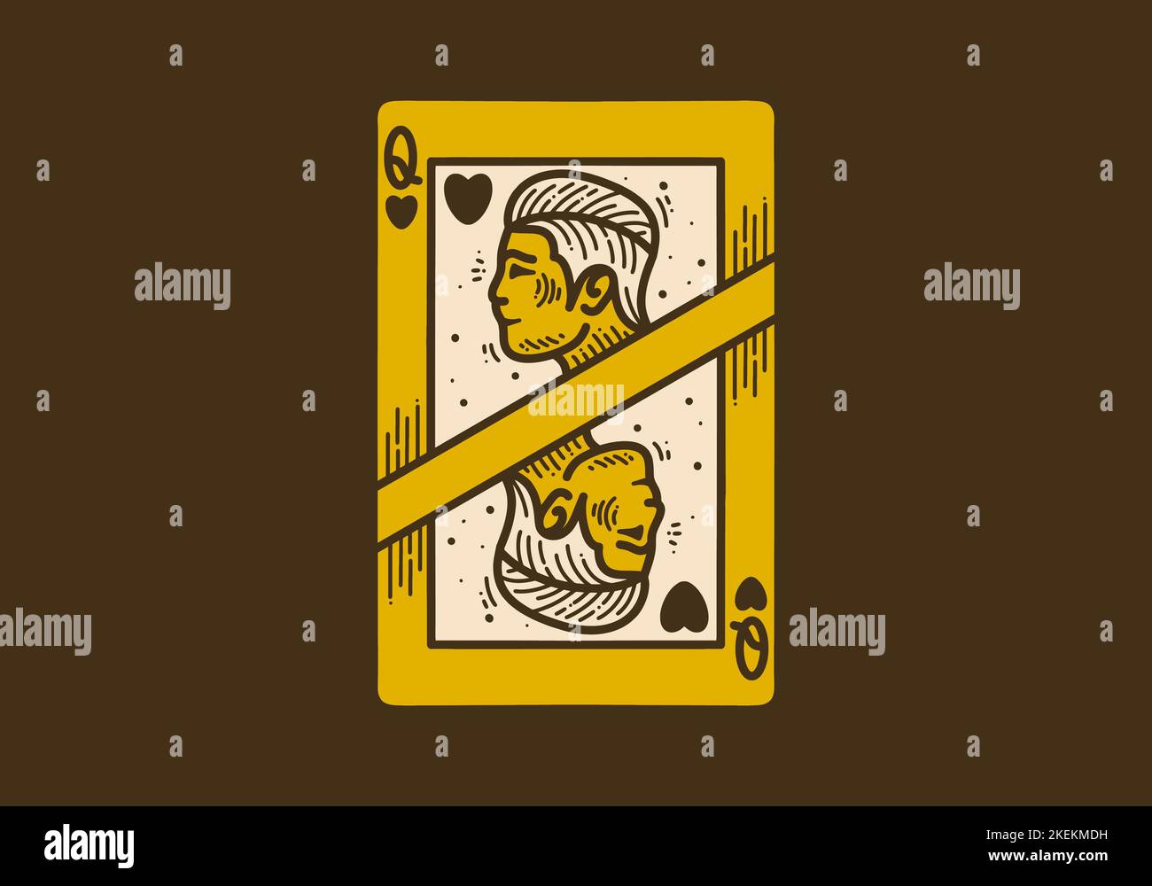 Vintage art illustration design of the man head on card shape Stock ...