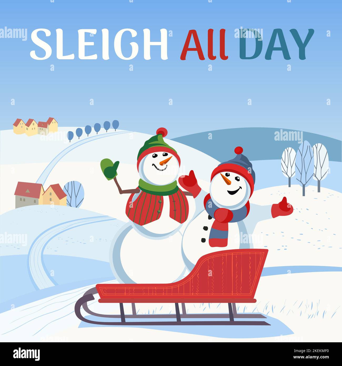 Snowman invite to sleigh all day vector poster Stock Vector Image & Art ...