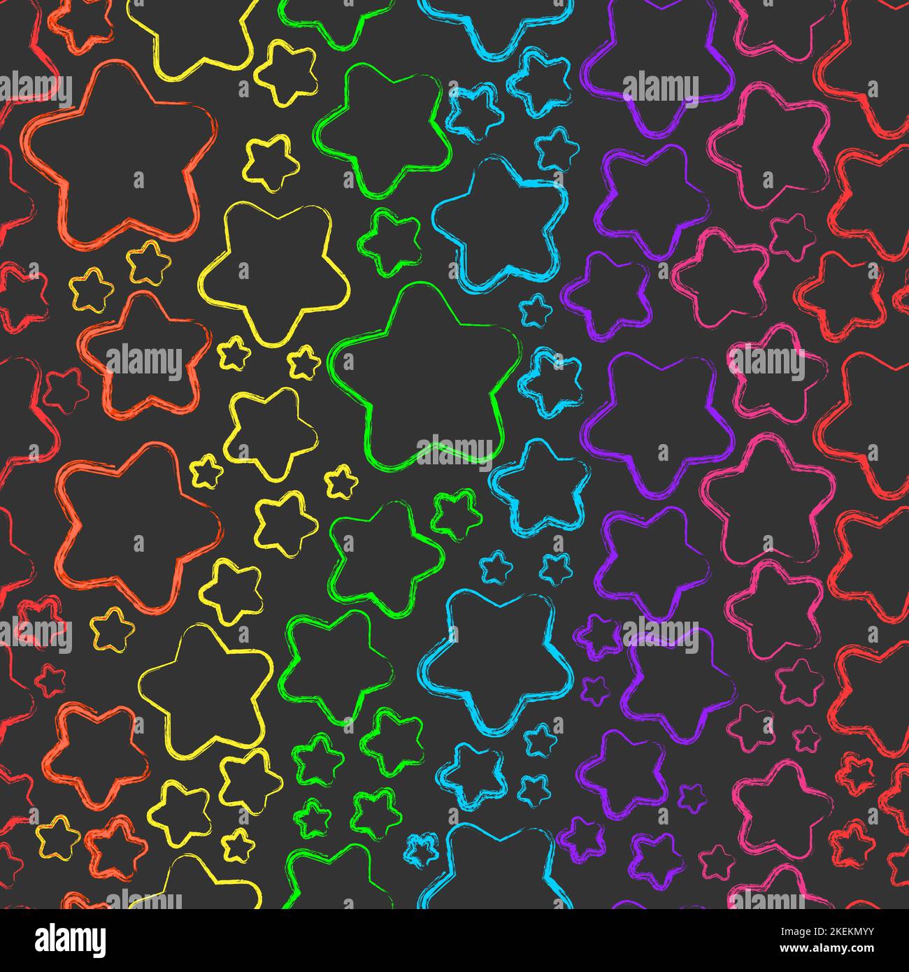 Seamless pattern with doodle chalk colored stars. Vector background ...