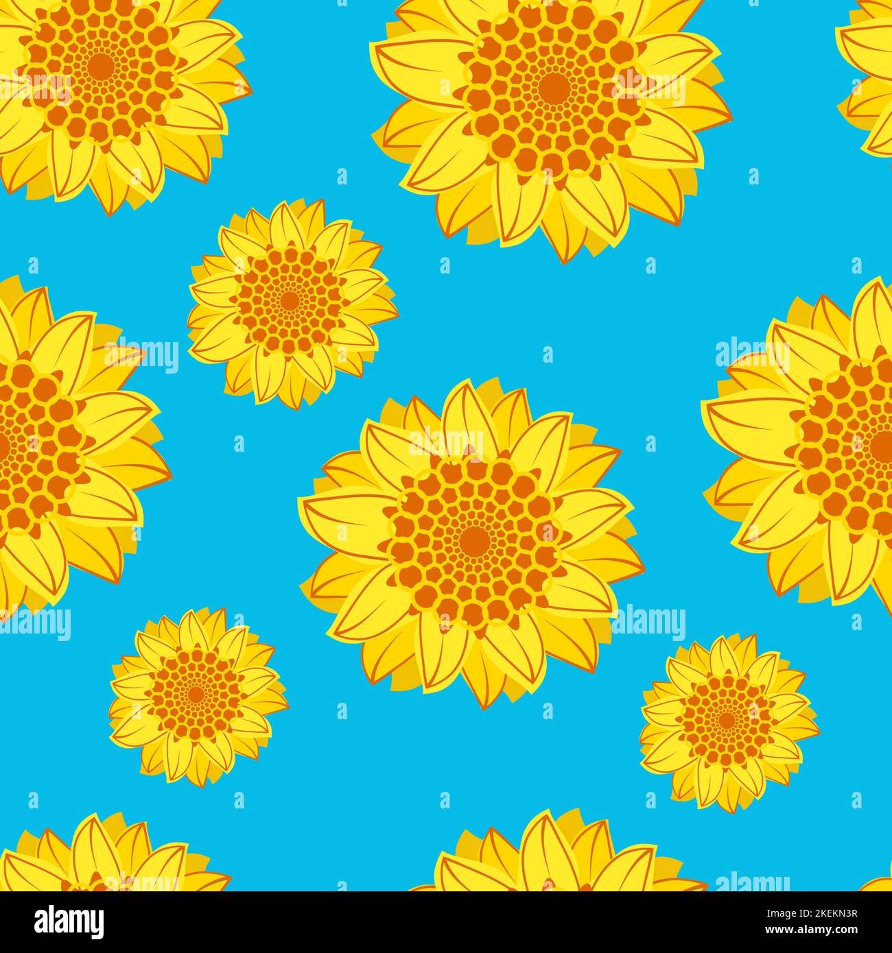 Seamless Pattern with sunflowers on blue pastel background. Pastel ...