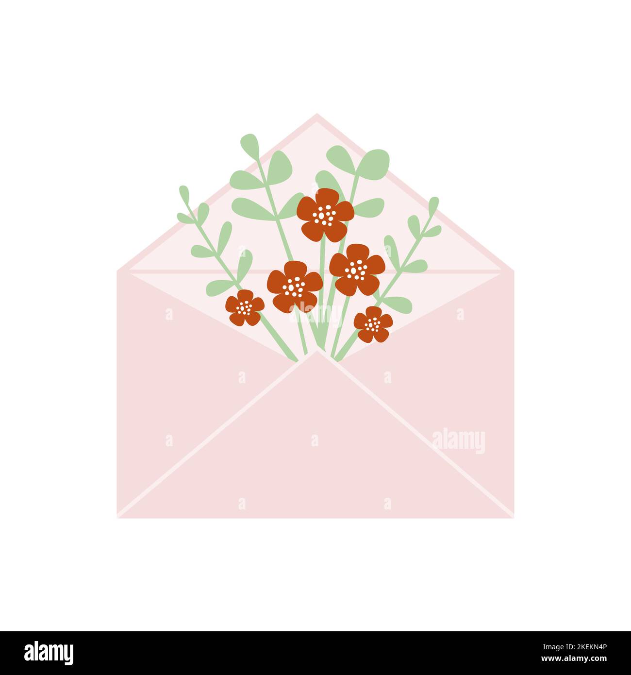 Pink envelope with flower bouquet Stock Vector Image & Art - Alamy