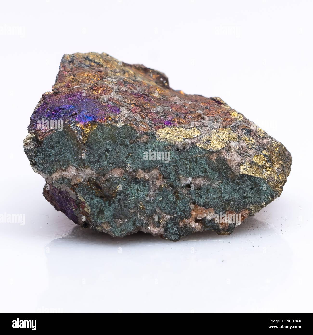 Natural stone chalcopyrite on a white background. Mineral of golden ...