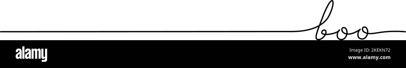 Boo word - continuous one line with word. Minimalistic drawing of ...