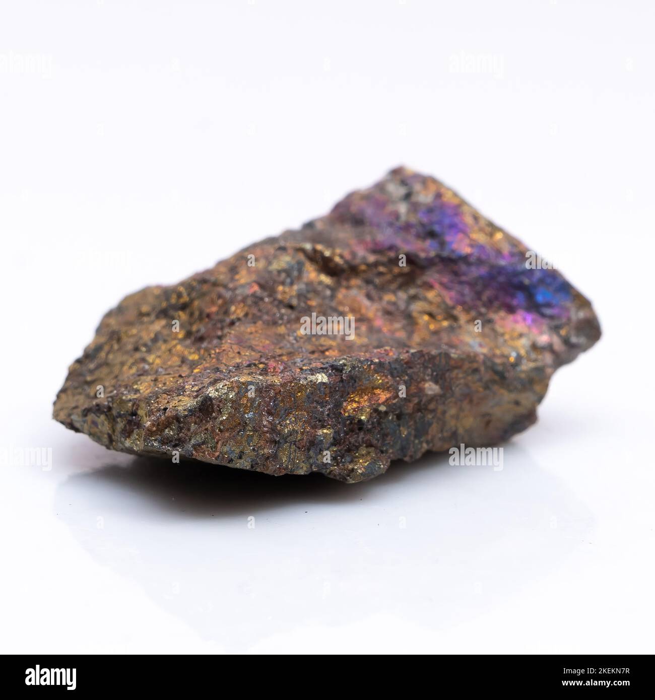 Natural stone chalcopyrite on a white background. Mineral of golden ...