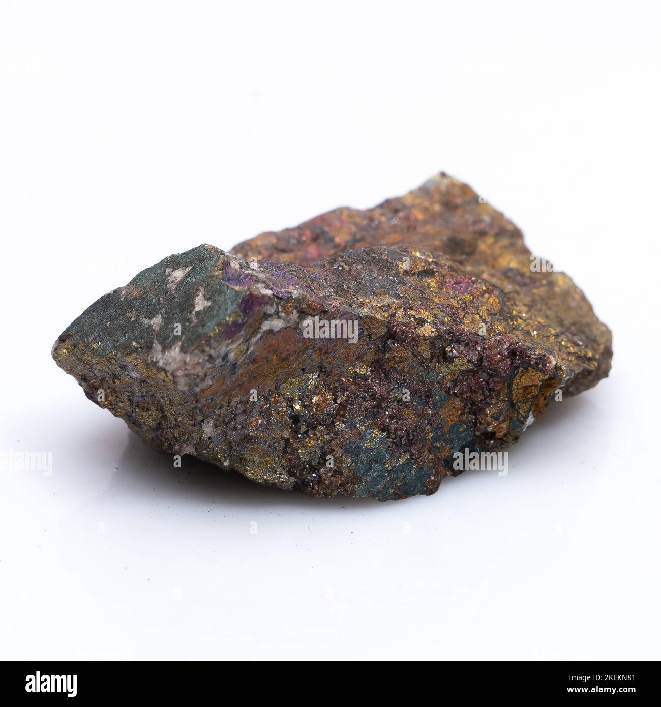 Natural stone chalcopyrite on a white background. Mineral of golden ...