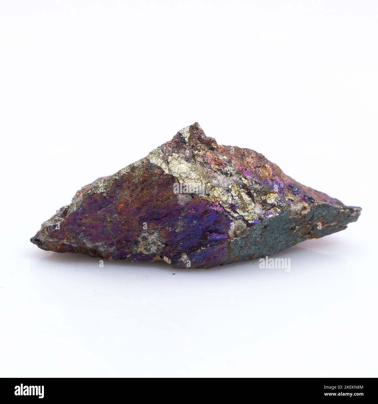 Natural stone chalcopyrite on a white background. Mineral of golden ...