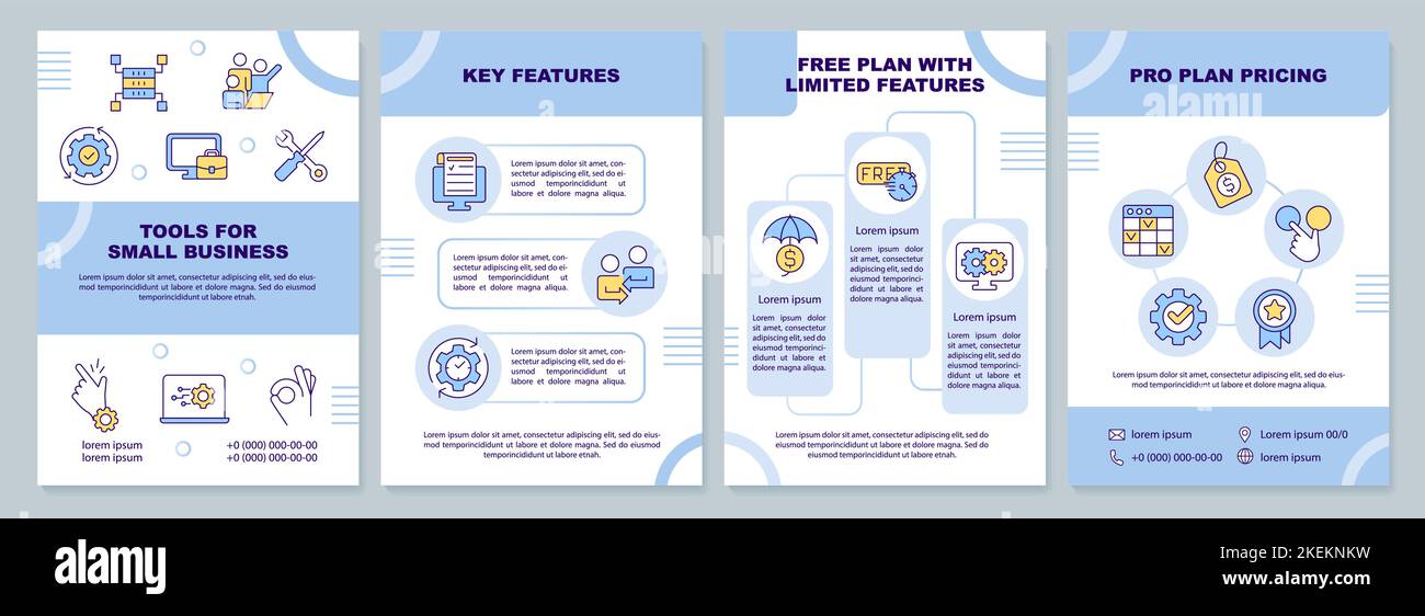 Tools for small business blue brochure template Stock Vector Image ...