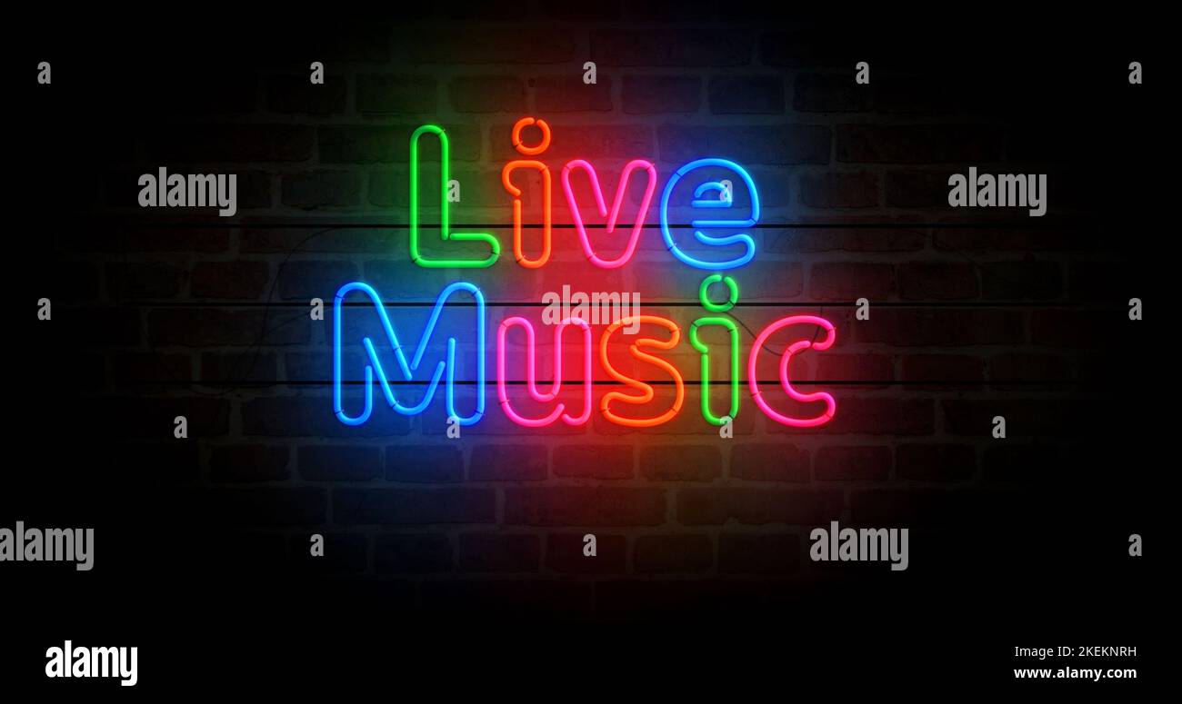 Live Music neon symbol. Retro style nightlife club, entertainment and ...