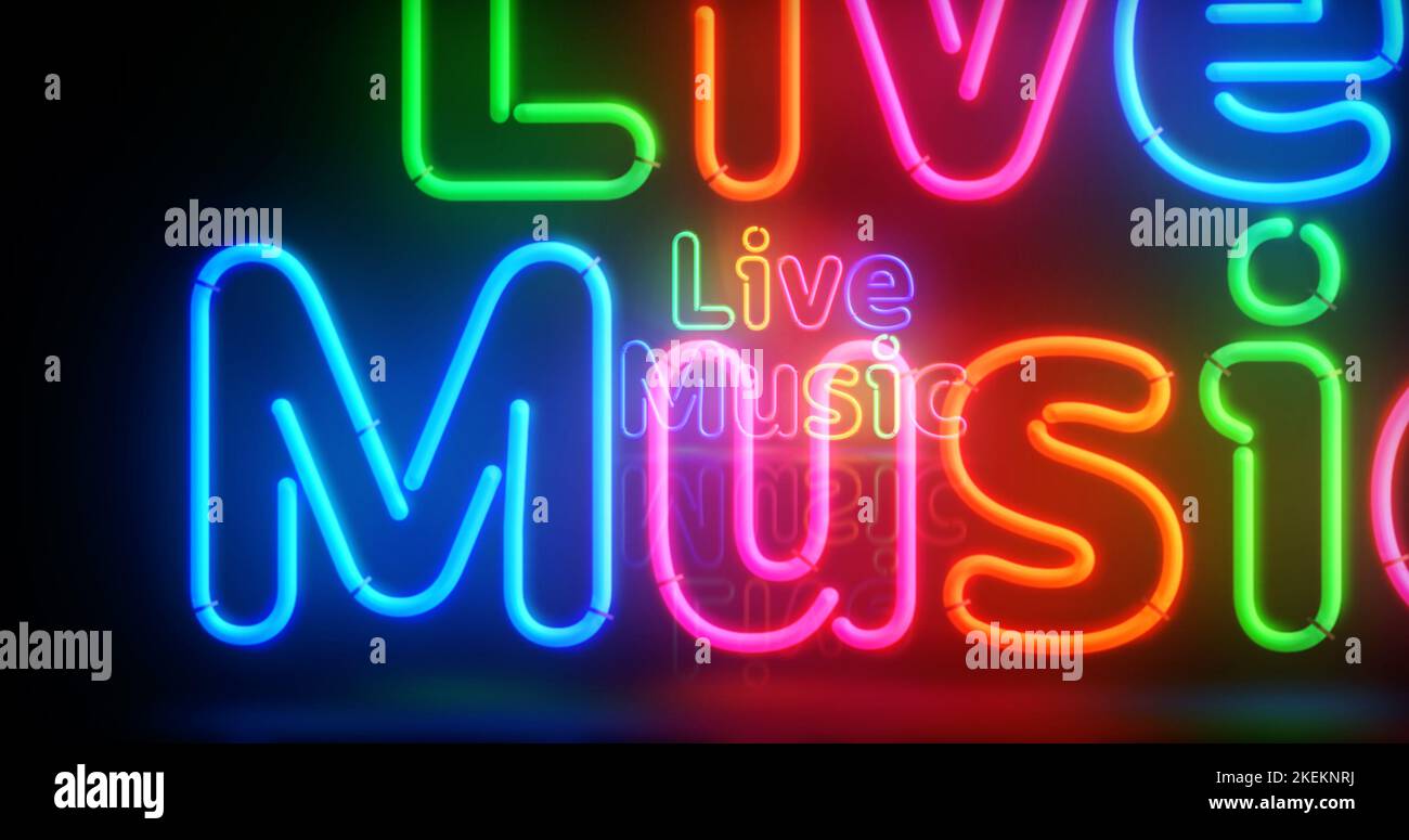 Live Music neon symbol. Retro style nightlife club, entertainment and ...