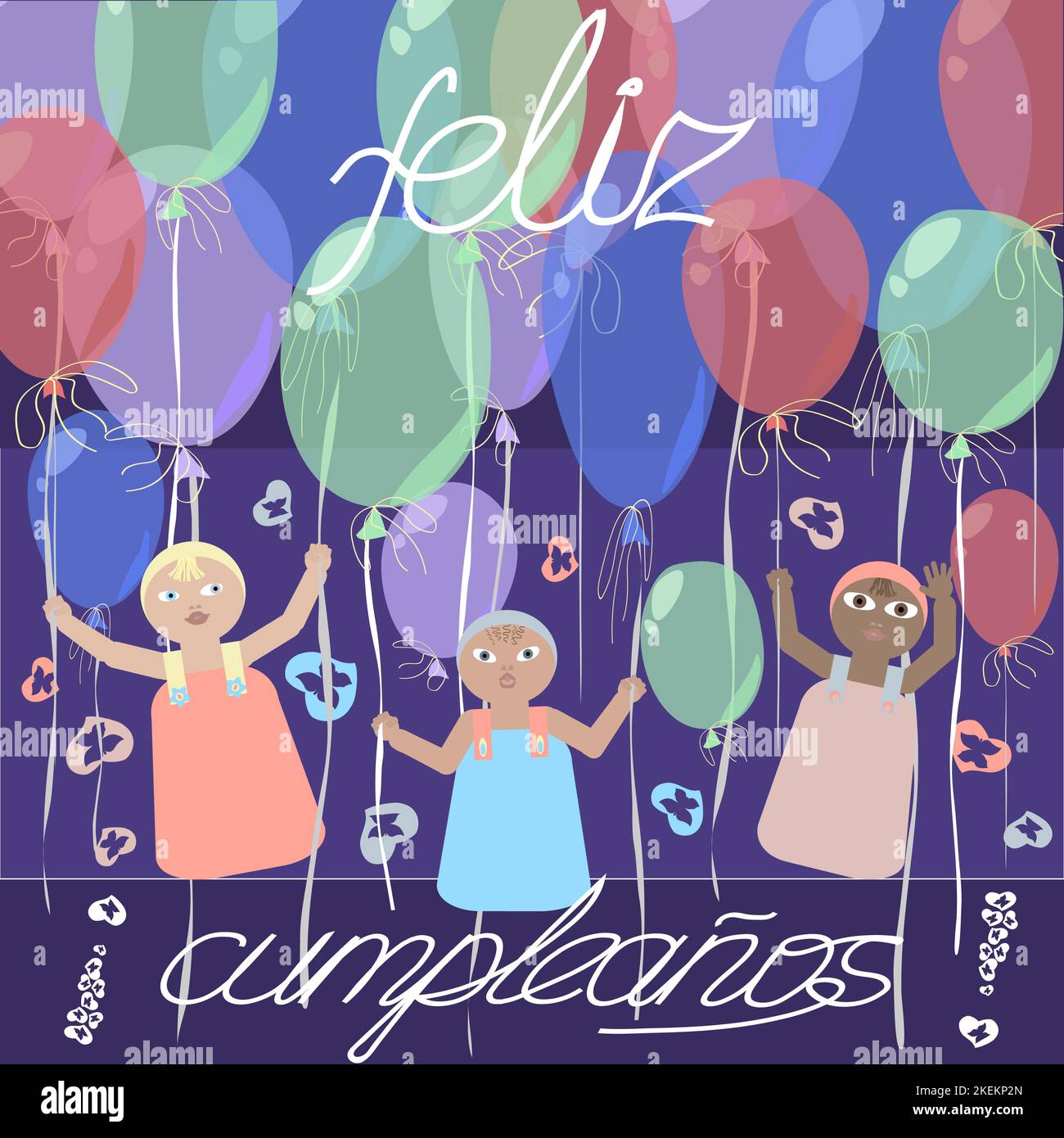 greeting card with colorful balloons and babies on balloons with a ...