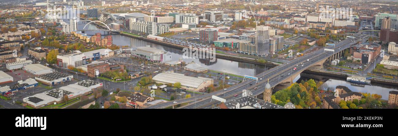 Aerial view of the Kingston Bridge over the River Clyde and M8, M74 ...