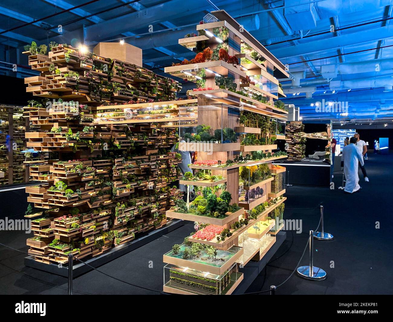 Visitors discover images and models of ’The Line’ project, during a new ...