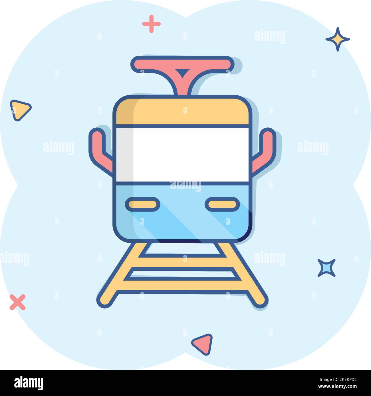 Metro icon in comic style. Train subway cartoon vector illustration on ...