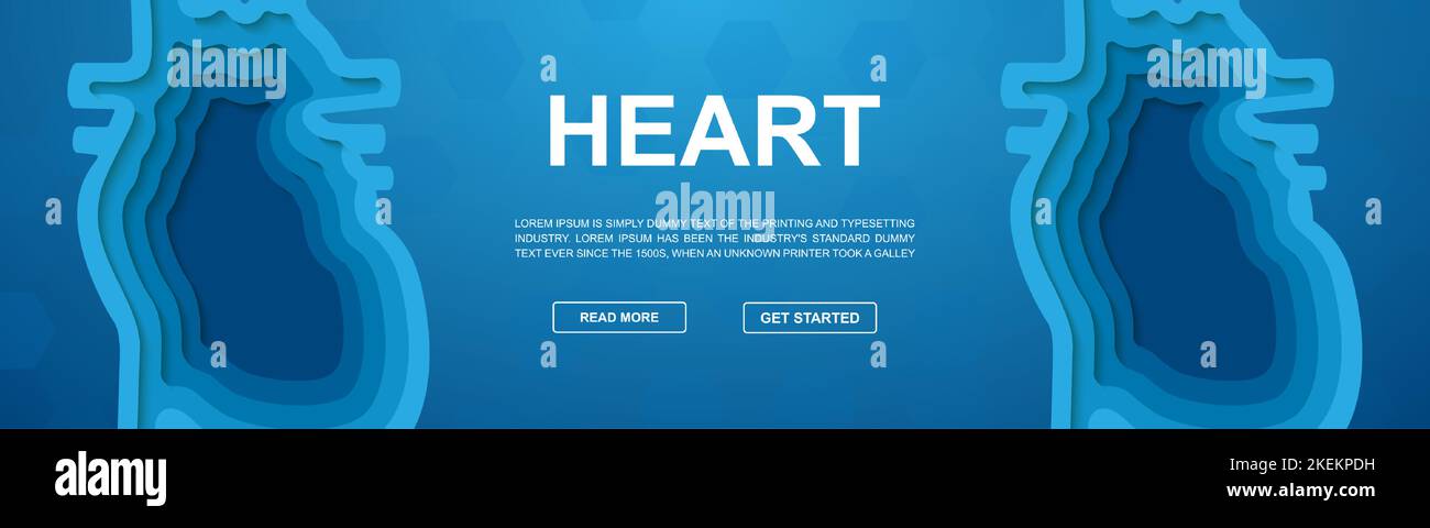 Heart paper cut symbol for promotion banner. Horizontal paper cut ...
