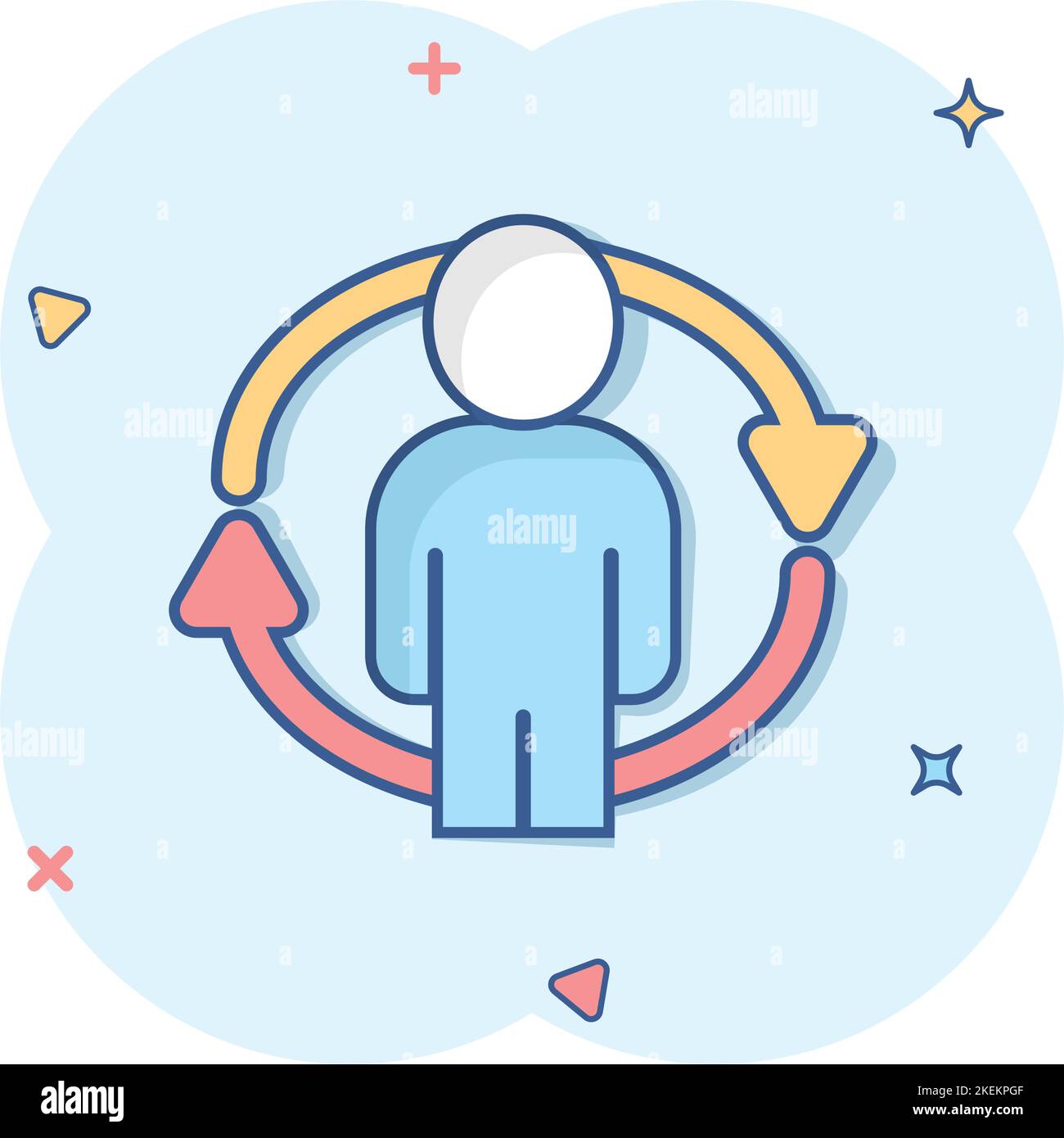 People referral icon in comic style. Business communication cartoon ...