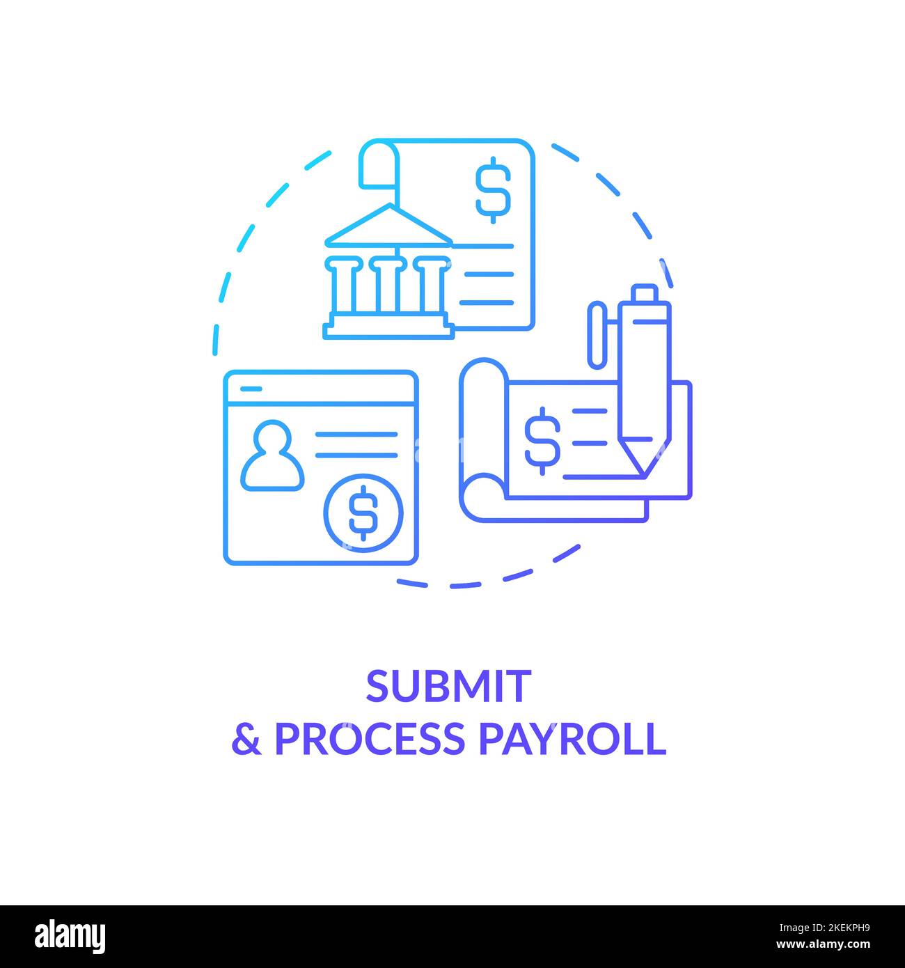 Submit and process payroll blue gradient concept icon Stock Vector ...
