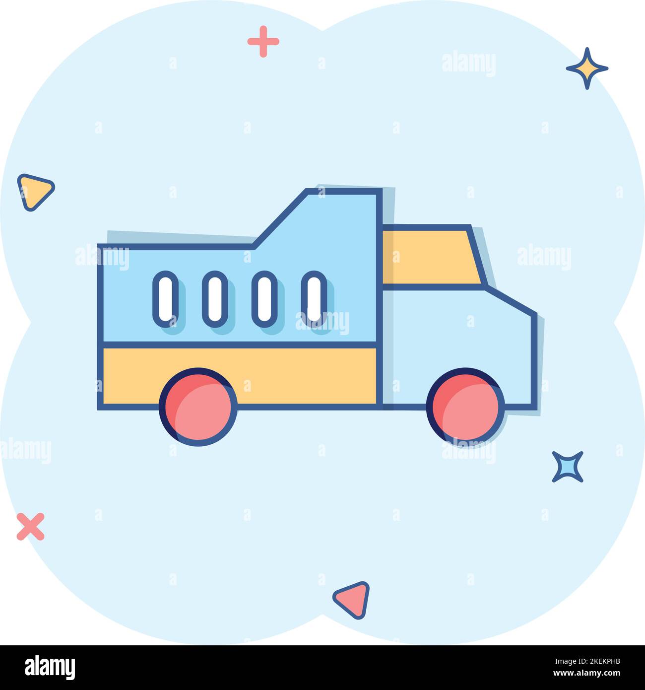 Delivery truck icon in comic style. Van cartoon vector illustration on ...