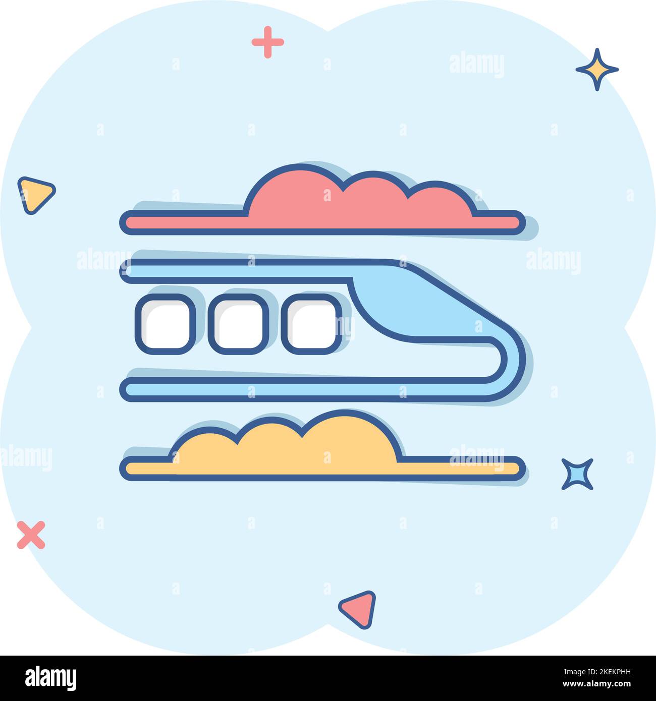 Metro icon in comic style. Train subway cartoon vector illustration on ...