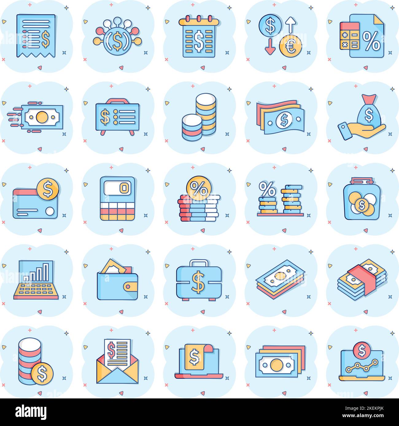 Money finance icon set in comic style. Payment cartoon vector ...