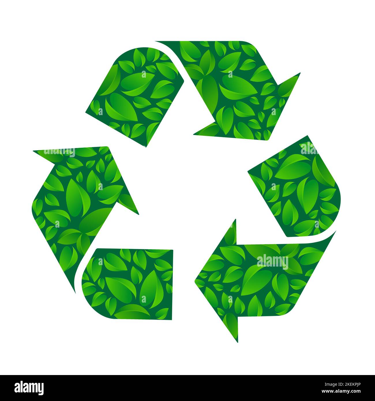 Recycle Sign icon made of Green leaf Isolated on white background Stock ...