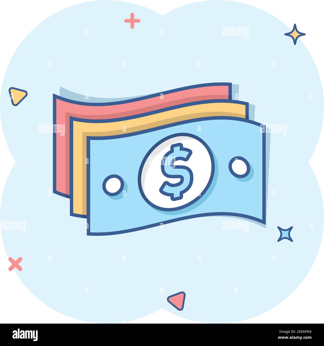 Money stack icon in comic style. Exchange cash cartoon vector ...