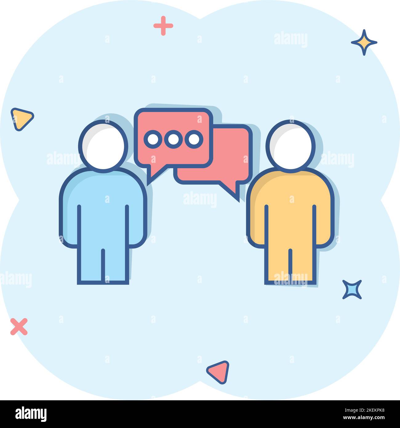 People with speech bubble icon in comic style. Chat cartoon vector ...