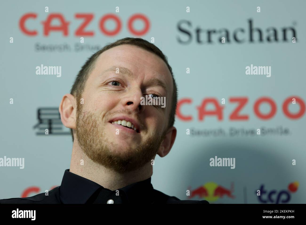 Northern Ireland’s Mark Allen smiles during a post-match interview ...