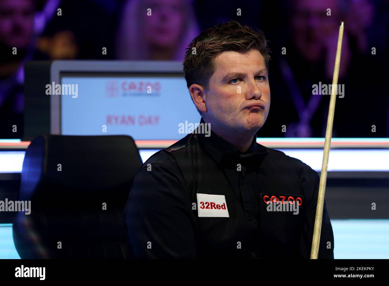 Wales’ Ryan Day watches on from his chair during his match against ...