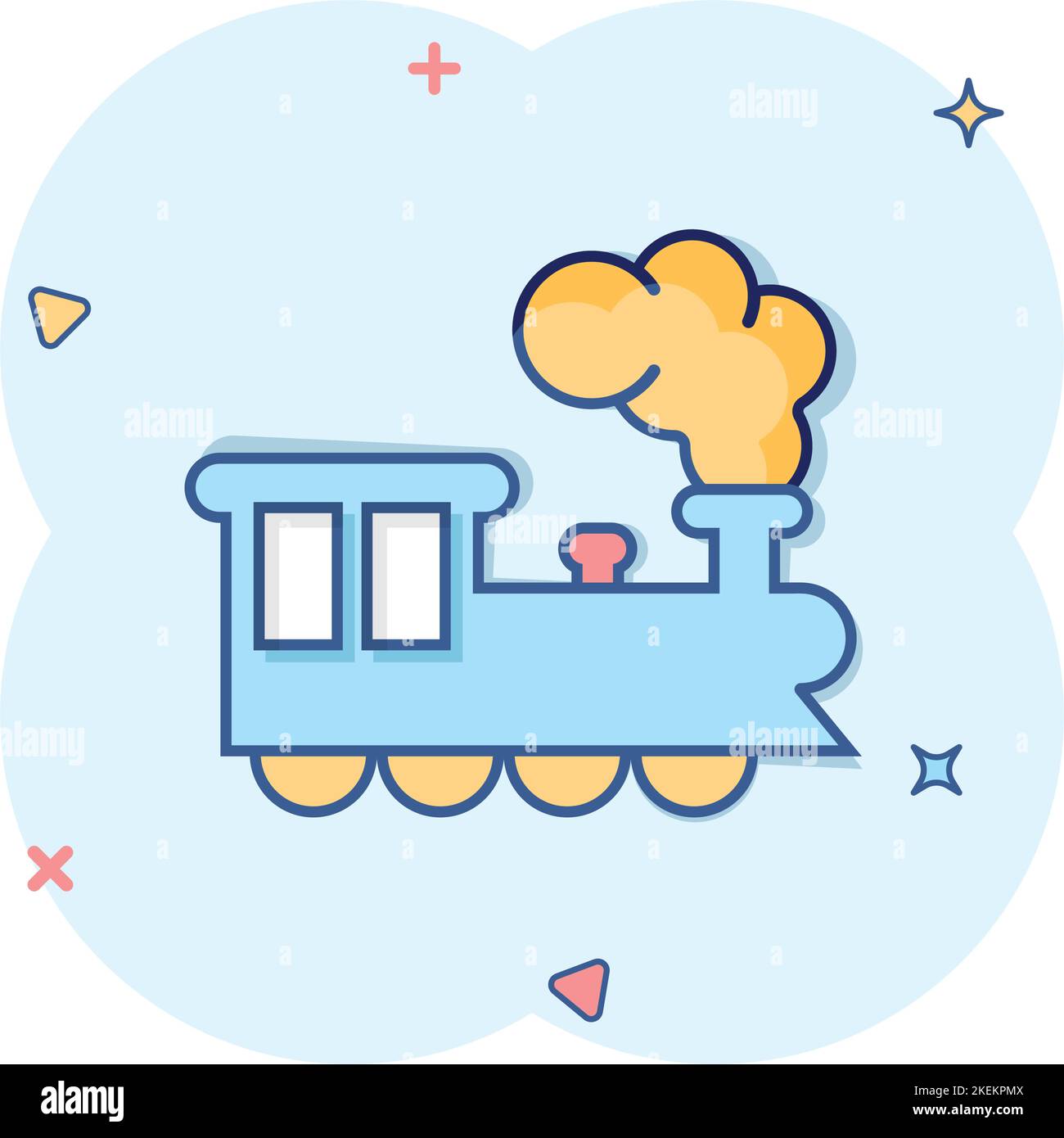 Metro icon in comic style. Train subway cartoon vector illustration on ...