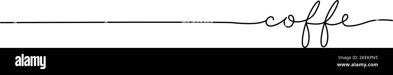 Coffe Word Continuous One Line With Word Minimalistic Drawing Of