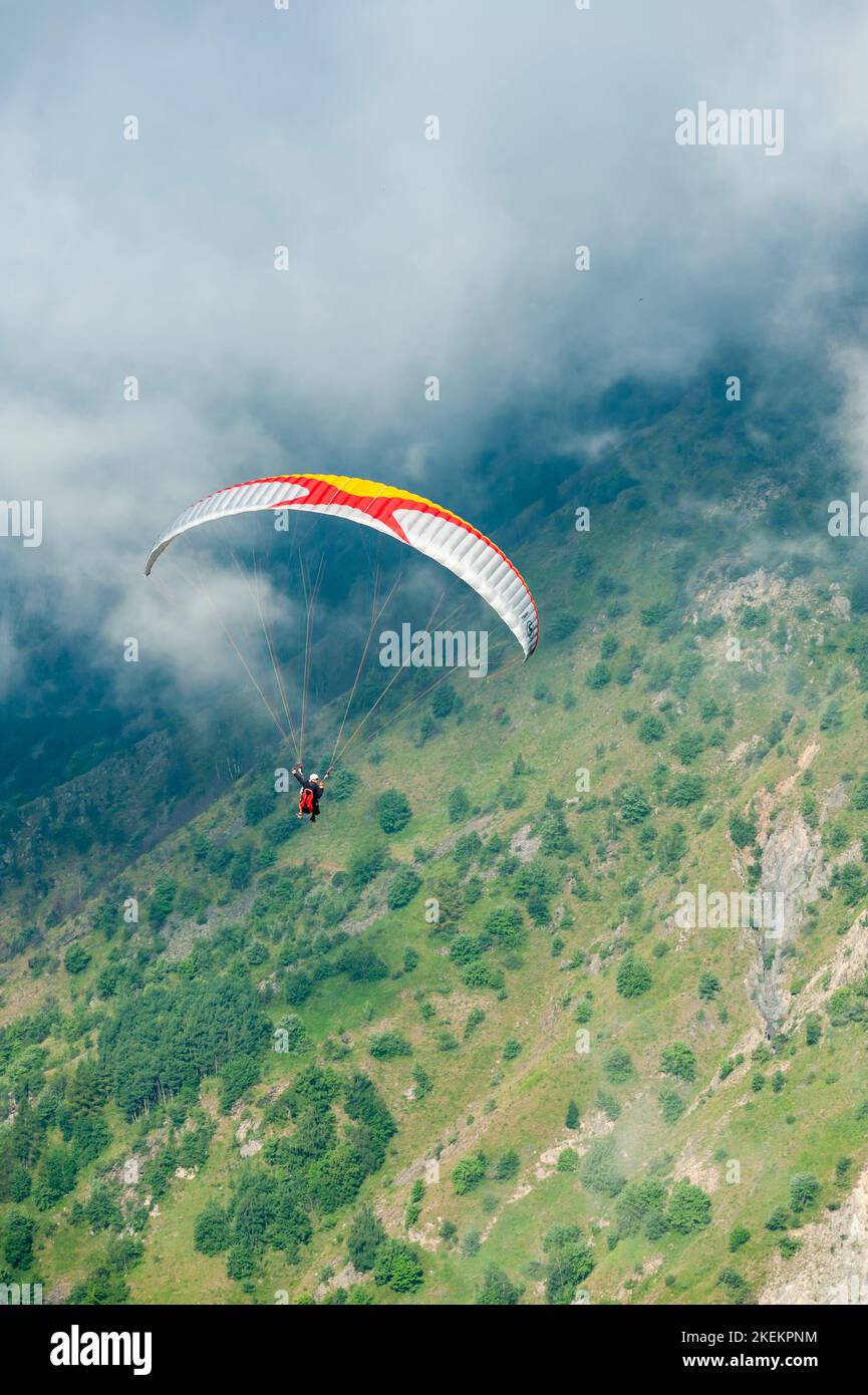 flight in tandem paragliding with an instructor in the Alps, France ...