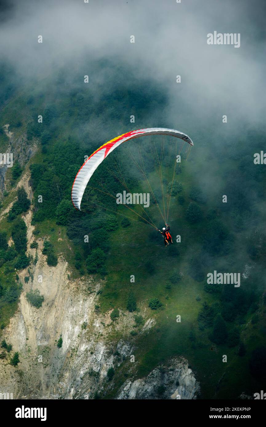 flight in tandem paragliding with an instructor in the Alps, France ...