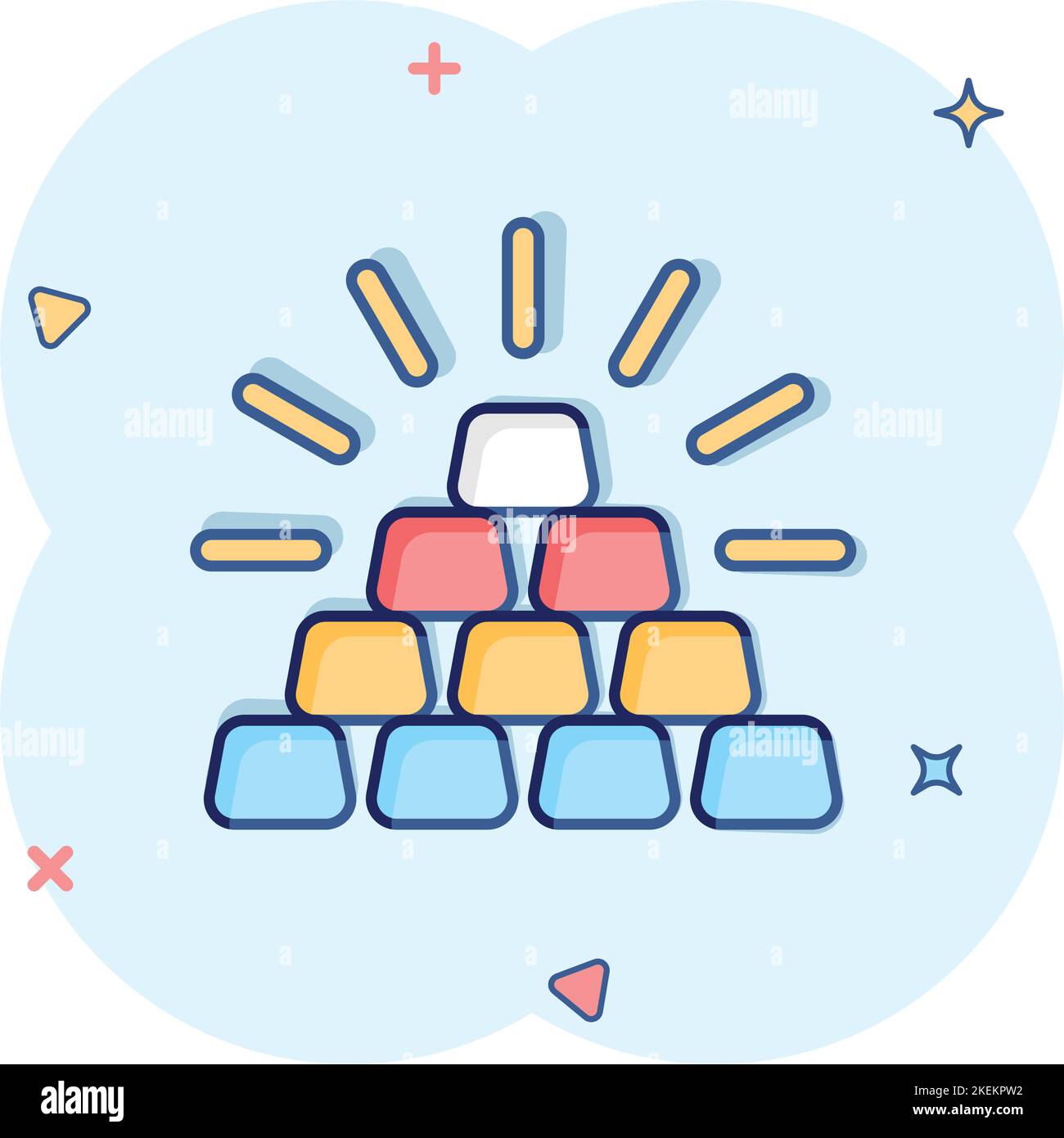Gold stack icon in comic style. Silver brick cartoon vector ...