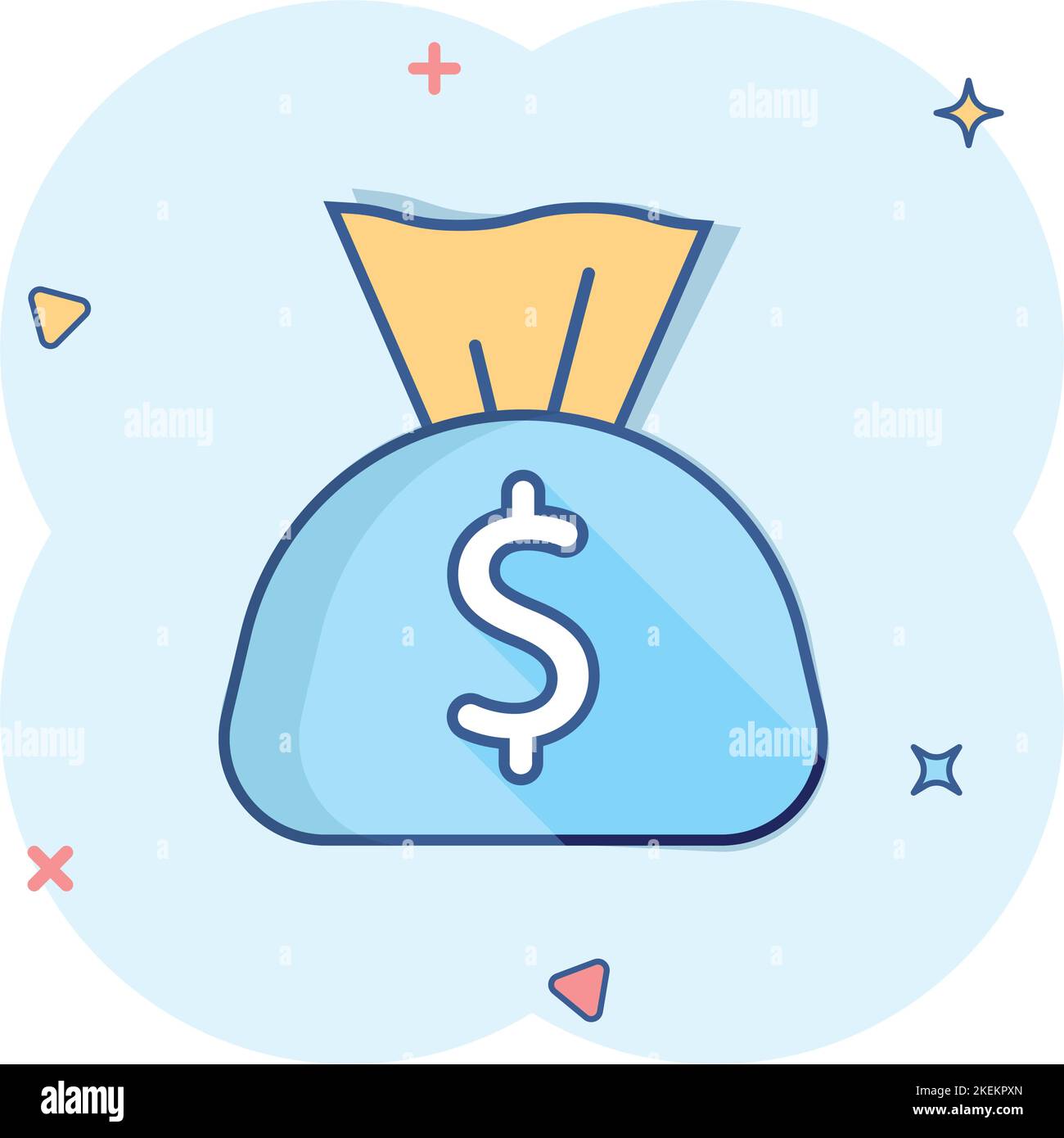 Money bag icon in comic style. Moneybag with dollar cartoon vector ...